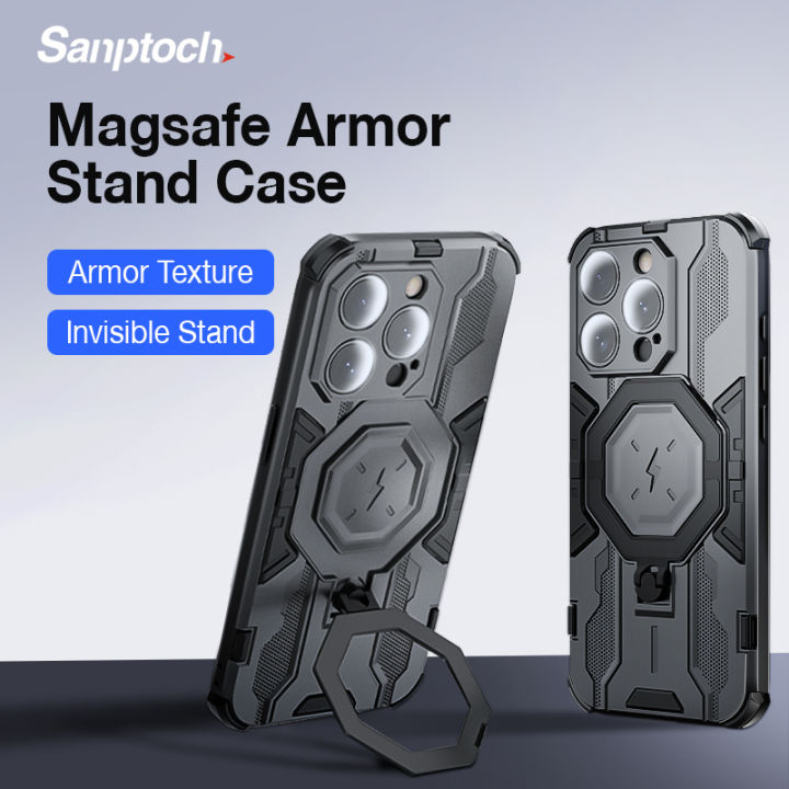 Sanptoch เคสโทรศัพท์ขาตั้งยึดสำหรับ Magsafe,สำหรับ iPhone 15 / 14 / 13 Pro Max แหวนที่วางแบบโลหะ ...