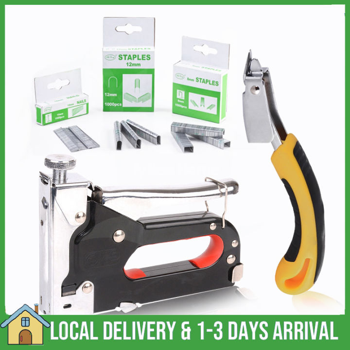 Heavy Duty 3 Way Hand Tacker Staple Rapid Gun U/T/M Nails Upholstery ...