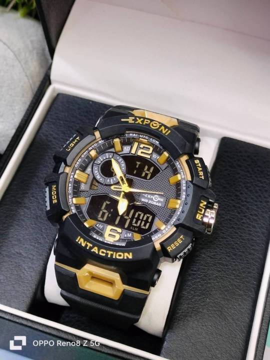 นาฬิกาแบรนด์ Exponi งานแท้ กันน้ำ หน้าจอแสดงผล 2 ระบบ ตั้งปลุก จับเวลา ...