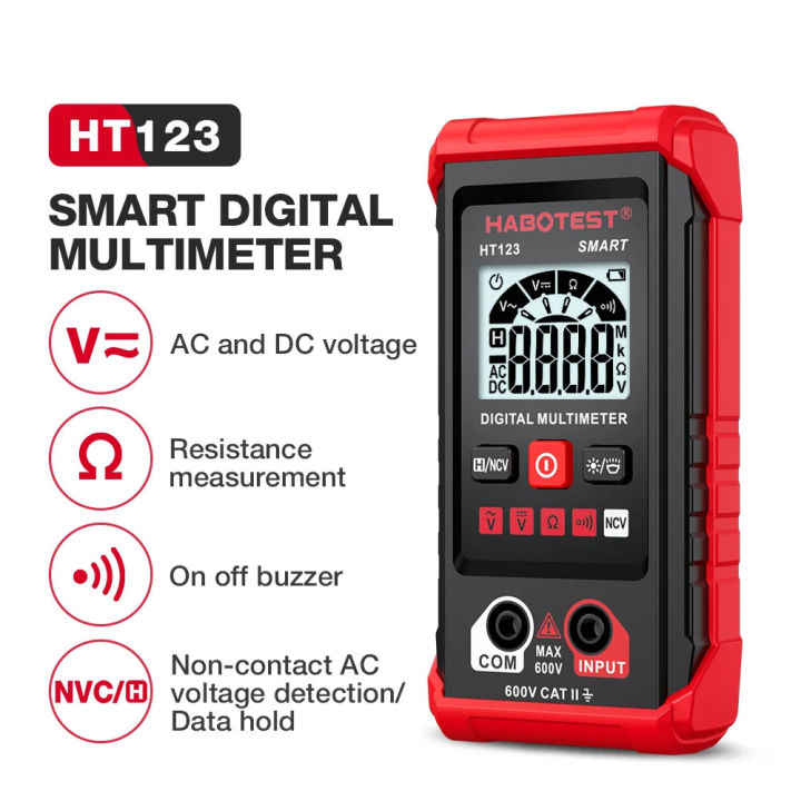 HT123 Smart Digital Multimeter AC/DC Voltage Resistance Continuity ...