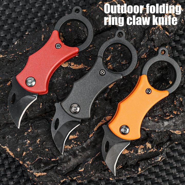 Folding Ring Claw Keychain Hiking Camping Mini Portable Fruit Peel Open ...