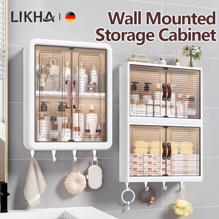 LIKHA Wall Mounted Storage Cabinet Bathroom Waterproof Storage Cabinet ...