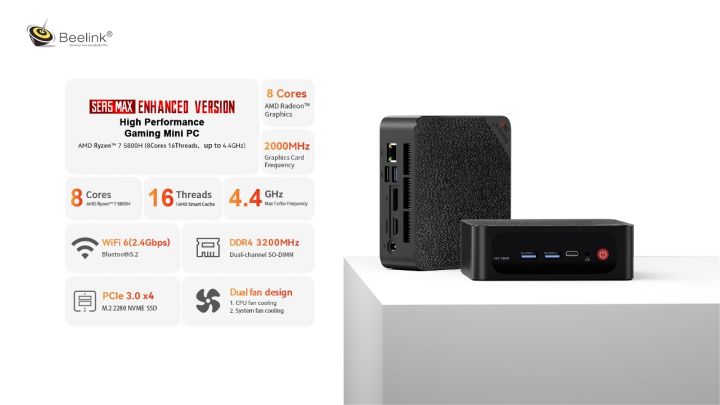 Beelink Mini PC SER5 Max Ryzen 7 5800H TDP 54W Mini PC AMD DDR4 RAM M.2 ...