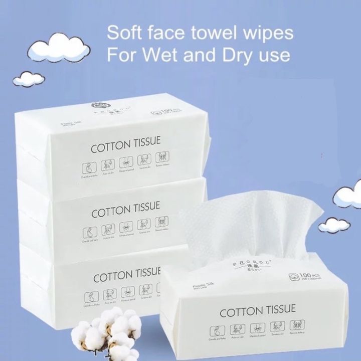 100pcs/bag M'sia READY STOCK Facial Tissue Towel Cotton Makeup Remover ...