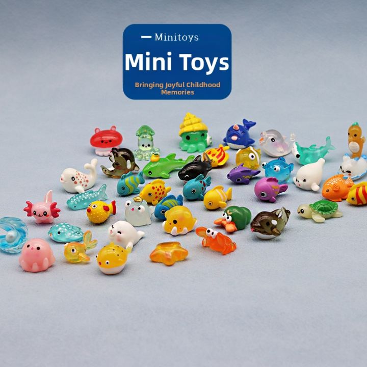 Mini Ocean Animal Model Set Cute Fish Sea Horse Octopus Resin ...