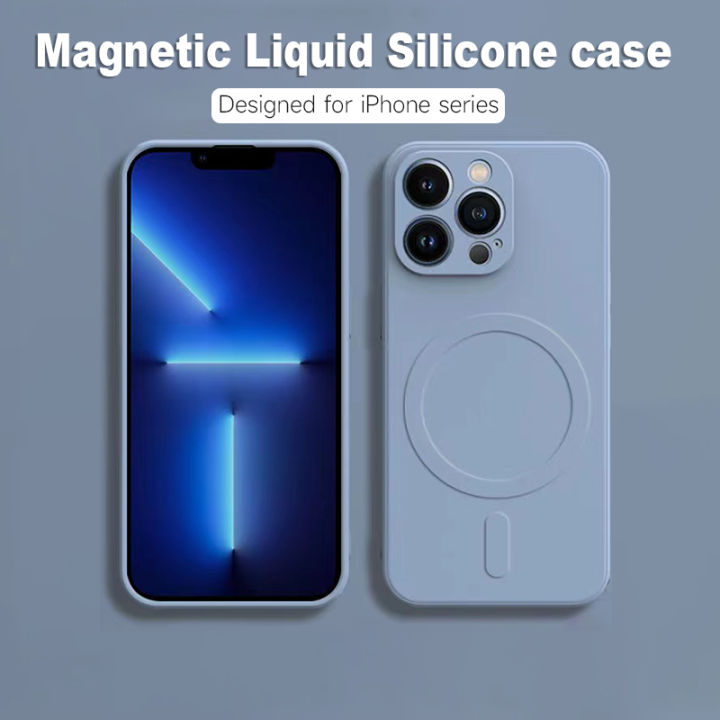 ซิลิโคนเหลวของแท้สำหรับ Magsafe เคสโทรศัพท์ชาร์จไร้สายแม่เหล็กสำหรับ iPhone 15 Pro Max 14 Pro ...