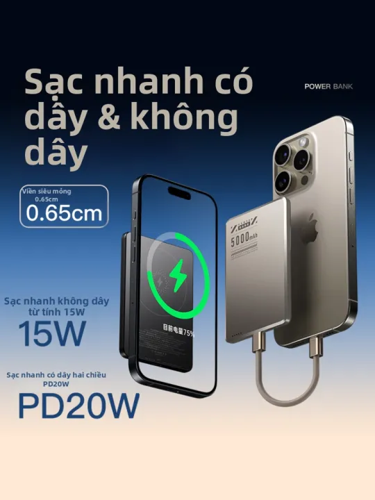 BURTS | Pin Sạc Dự Phòng Không Dây Hình Thẻ Từ 10000mAh | Lazada.vn