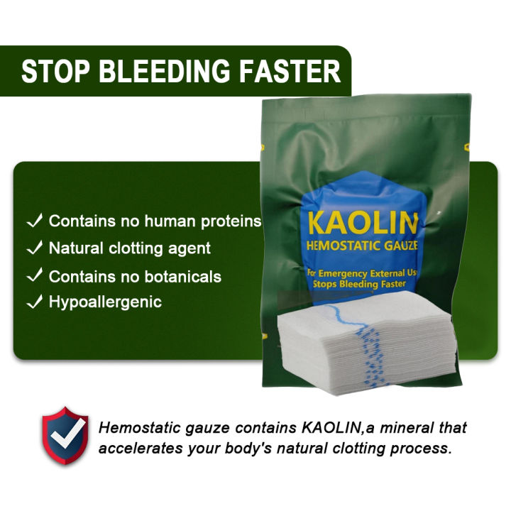 TCCC IFAK Tactical Hemostatic Kaolin Gauze Combat Emergency Trauma Z ...