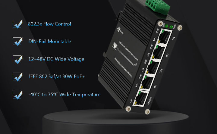 Mini Industrial 5 Port Gigabit Ethernet (POE) Switch Hardened 5-Port 10 ...