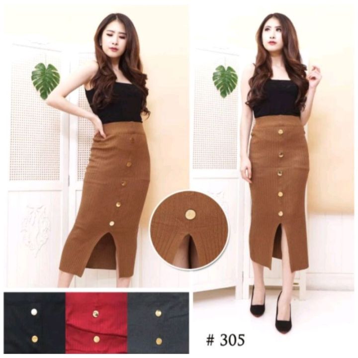 Rok span rajut 7/8 belah samping body press Korea style premium terbaru ...