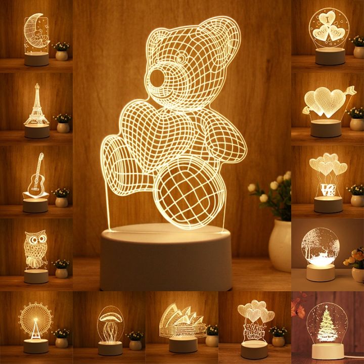 Night Lamp 3D Night Light Acrylic Led Light USB Light Led Lamp Bedroom ...