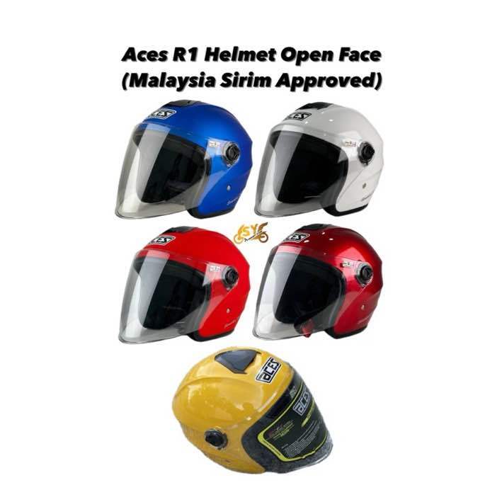 Aces R1 Motorcycle Helmet Open Face (Malaysia Sirim Approved) | Lazada
