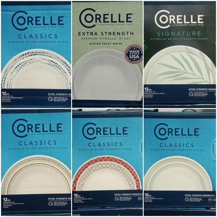 CORELLE VITRELLE Extra Strength Glass 12pc Set. Made in USA. | Lazada PH