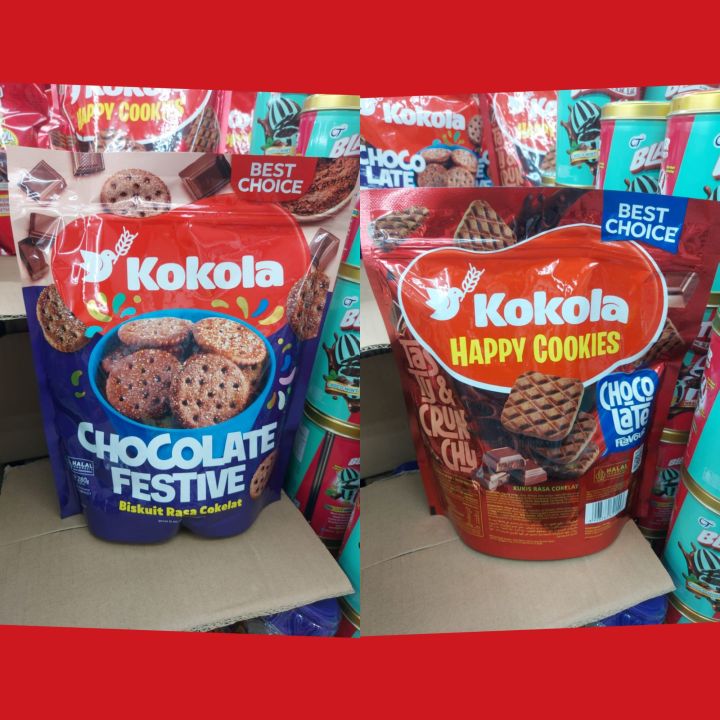 Kokola Chocolate Festive 280gr-Kokola Happy Cookies Choco Flavour 280gr ...