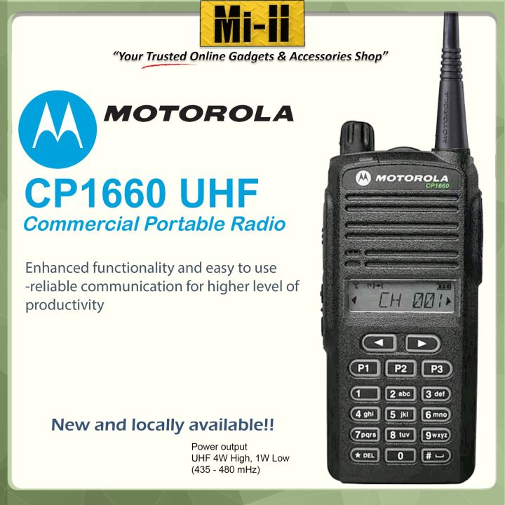 MOTOROLA CP1660 (403-447 mHz) UHF Portable Two-way Radio 5W high, 1W ...