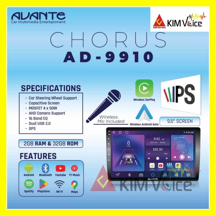 Head unit Android Avante by Pioneer AD-9910 with Mic Karaoke Mobil ...