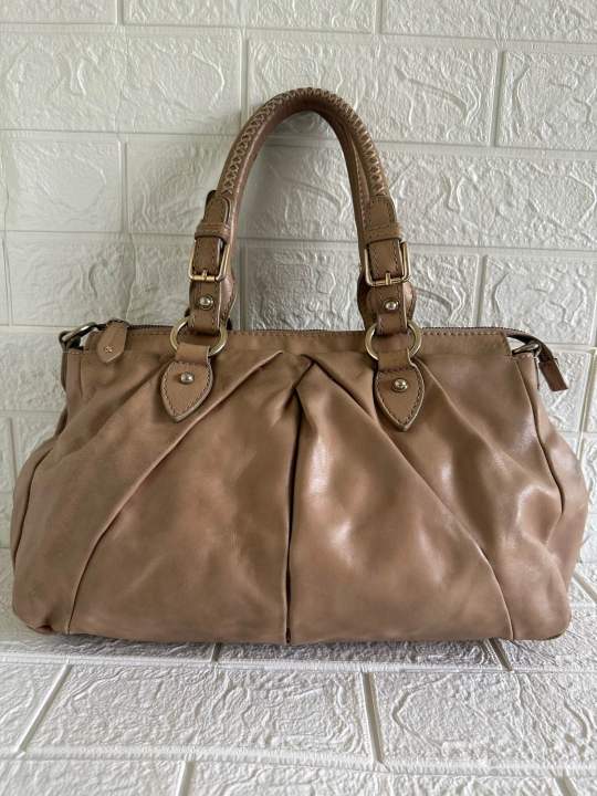 กระเป๋าสะพาย แบรนด์ หนังสีน้ำตาล วินเทจ ขนาด 15*37*29cm | Lazada.co.th