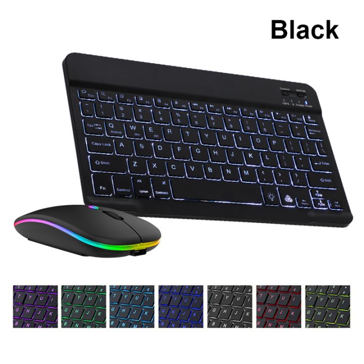 10in RGB Wireless Bluetooth Keyboard With Mouse Set Rechargeable ...