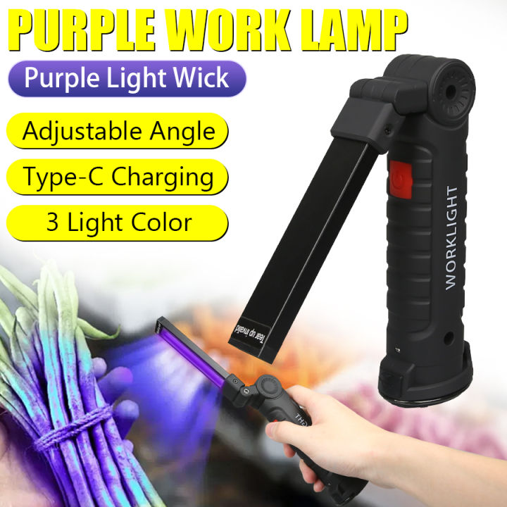 UV Flashlight Magnetic Base 3-Color Modes Type-C Charging IPX4 Rated ...