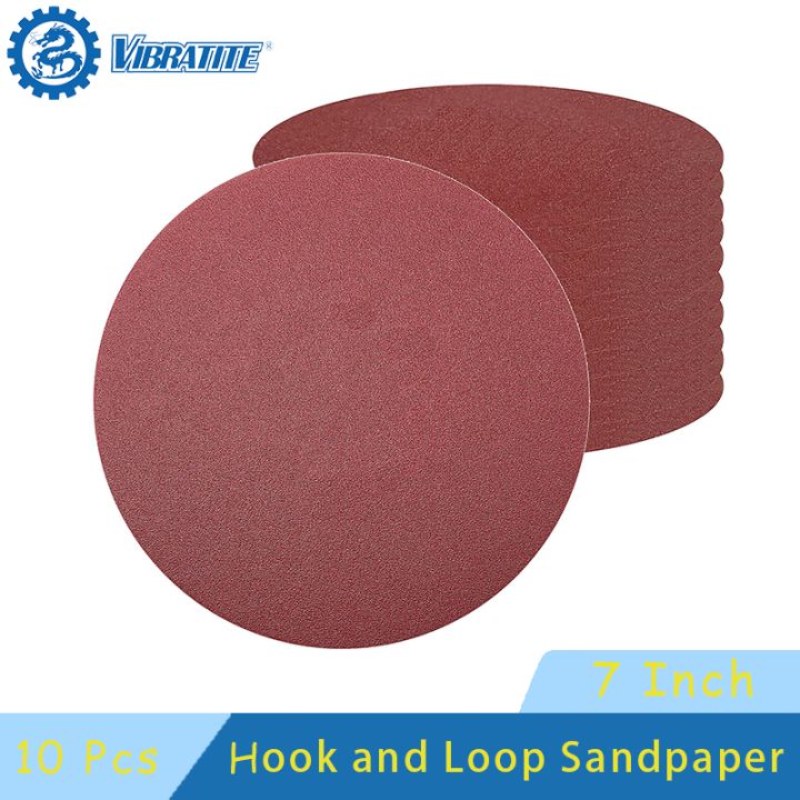 7 Inch 180MM Sanding Discs 10PCS Dry Grinding Sandpaper Hook and Loop Abrasive Paper Assorted 60 ...