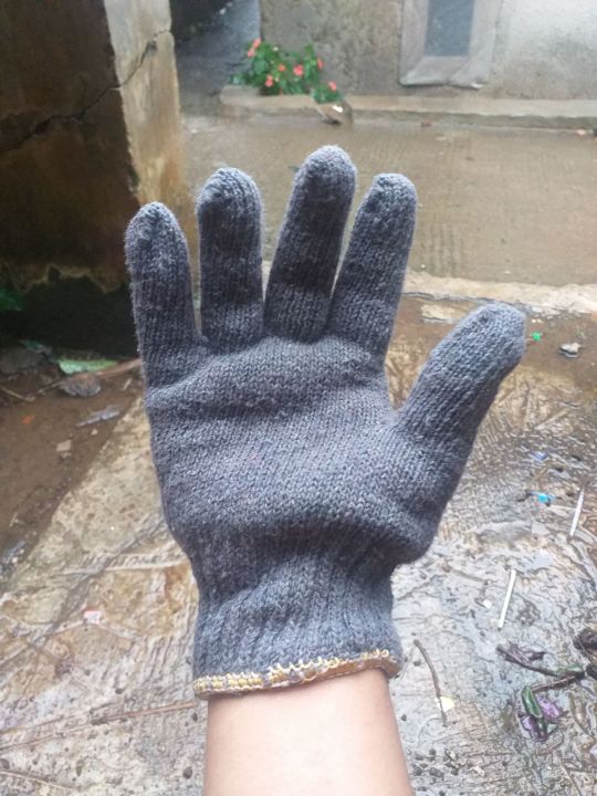 Paket 1 lusin 12 pasang Sarung tangan pria buat kerja benang6 tebal ...