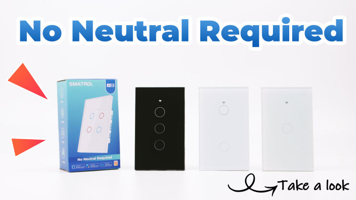 SMATRUL Wifi Smart Light Switch, No Neutral need,Touch Control, Single ...
