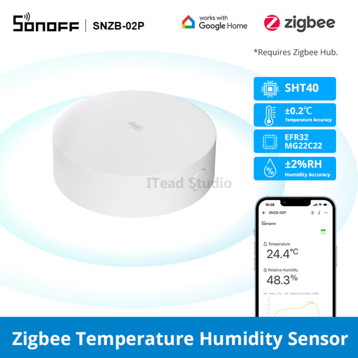 ITEAD SONOFF SNZB-02P Smart Temperature Sensor Zigbee Humidity Sensor Remote Remote Monitoring ...
