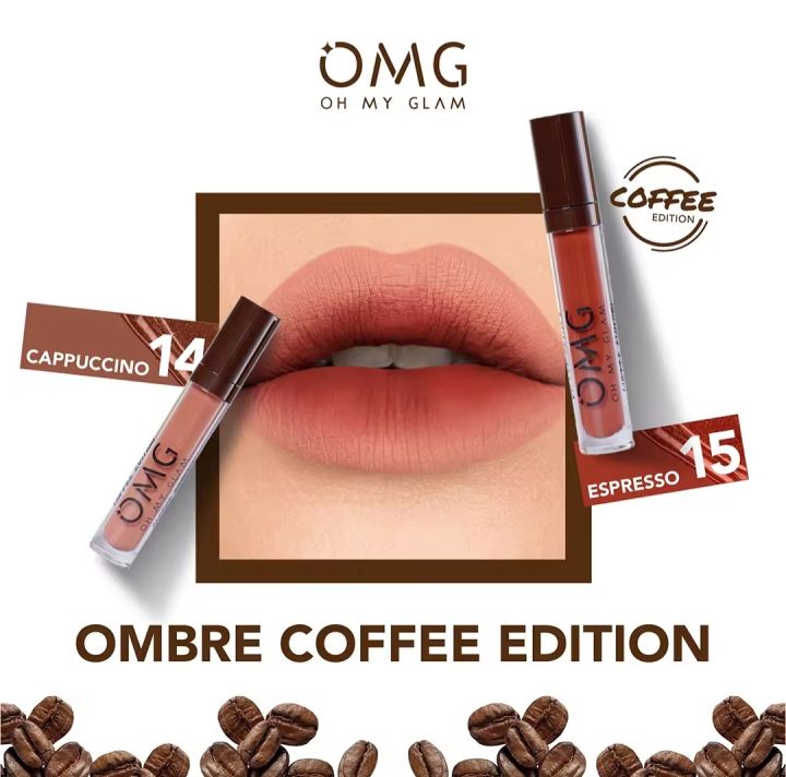 OMG oh my glam Matte kiss Lip Cream Deep Coffe Ombre- Paket 2pcs Lip ...