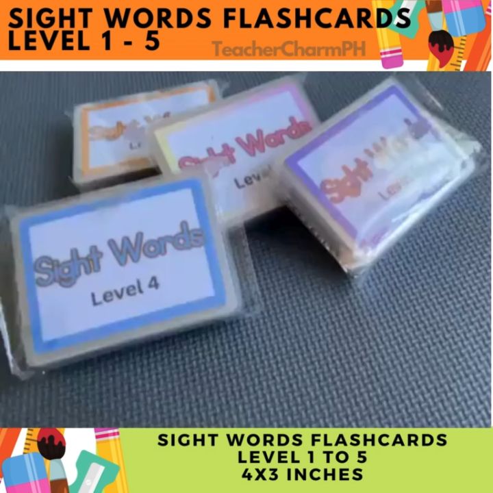SIGHT WORDS FLASHCARDS Level 1 to 5 Laminated Educational Flashcard ...