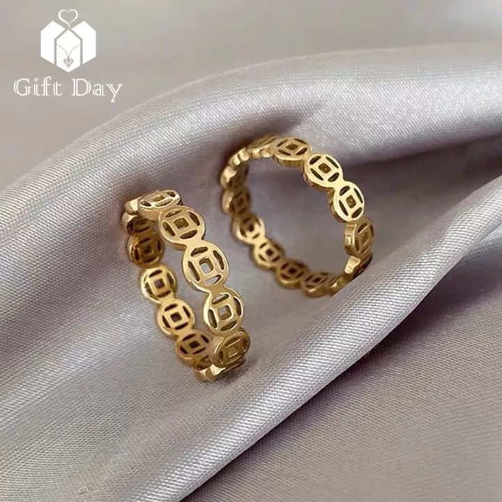 【Gift Day】LUCK Charm Money Ring Catcher Coin Stainless Charm Ring Lucky ...