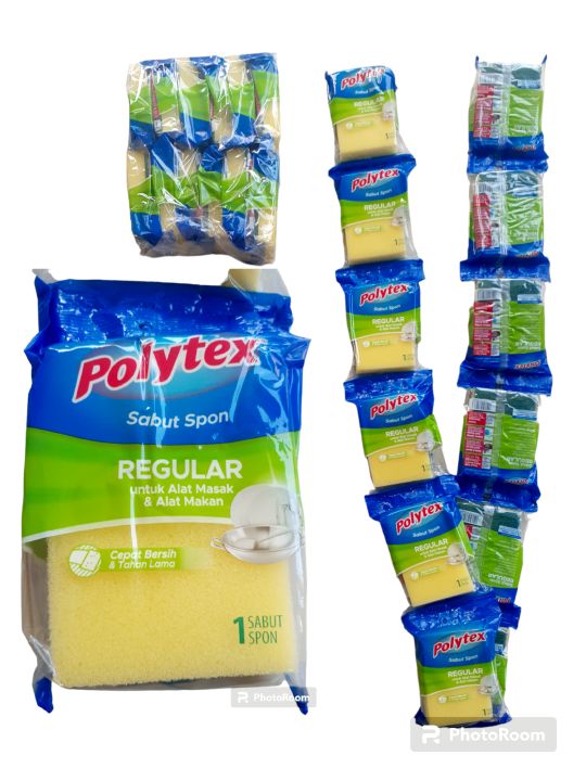 spon cuci piring polytex 1 receng isi 12 pcs sabut spons busa cuci ...