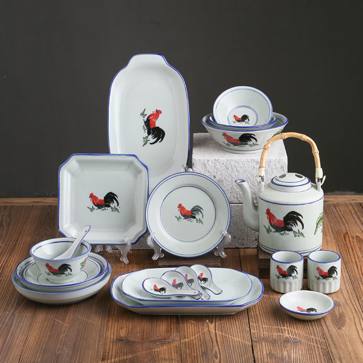 Retro Chinese Blue And White Porcelain Ceramic Rice Bowl Plate Home Use ...