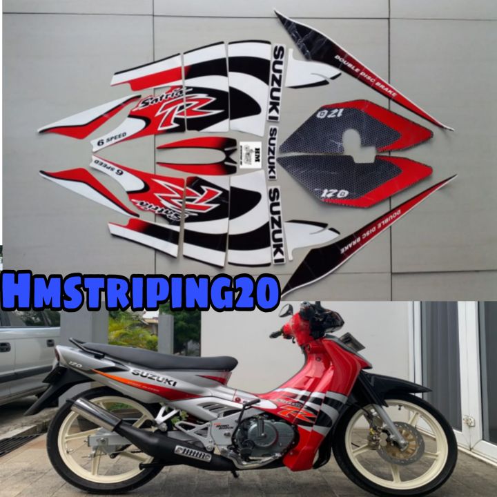 STRIPING STIKER SATRIA LUMBA 2 TAK TAHUN 2002 MERAH SILVER STANDART ...