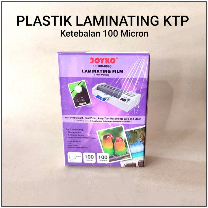 1 Pak Plastik Laminating KTP 100 Micron Isi 100 Lembar JOYKO | Lazada ...