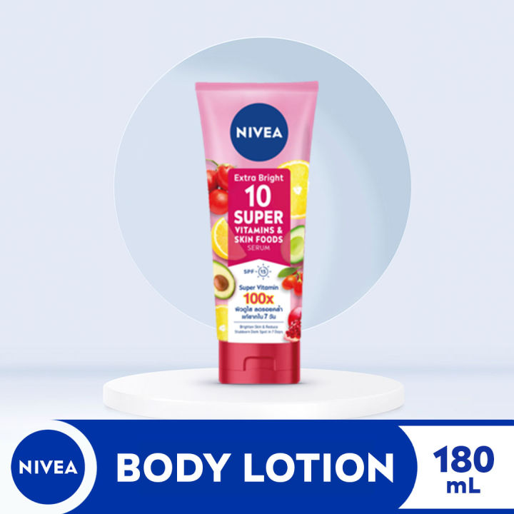 NIVEA Body Serum Extra Brightening Super 10 Vitamin Serum Lotion, with Niacinamide, 180ml ...