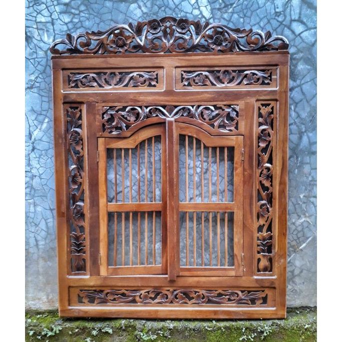 bingkai cermin dinding ukir kayu jati/kaca cermin/pigura cermin hias ...