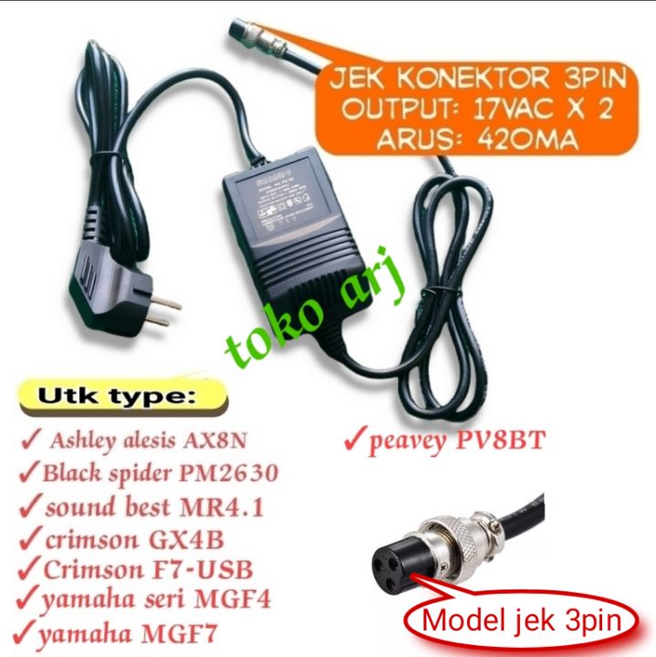 adaptor mixer 3 pin lubang untuk merk Yamaha seri MG Ashley alesis AX8N ...