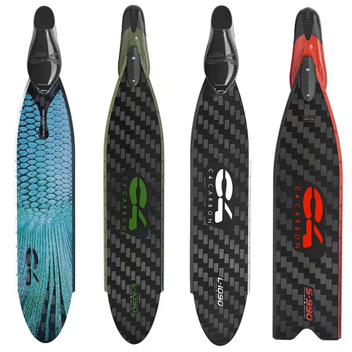 C4 Original Pure Carbon Fiber Long Fins Free Diving Snorkeling Mermaid ...