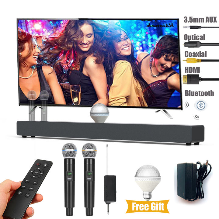 Home Theater TV Soundbar Mic Karaoke Speaker with 2 Wireless ...