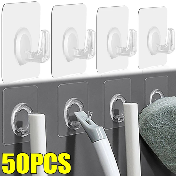 50pcs Transparent Wall Hooks Hangers, Self Adhesive Door Wall Hanger ...