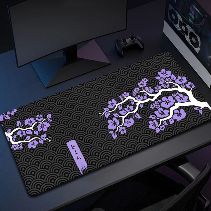 Mouse Pad Sakura Large Gamer Mousepad Purple Cherry Blossom Keyboard ...