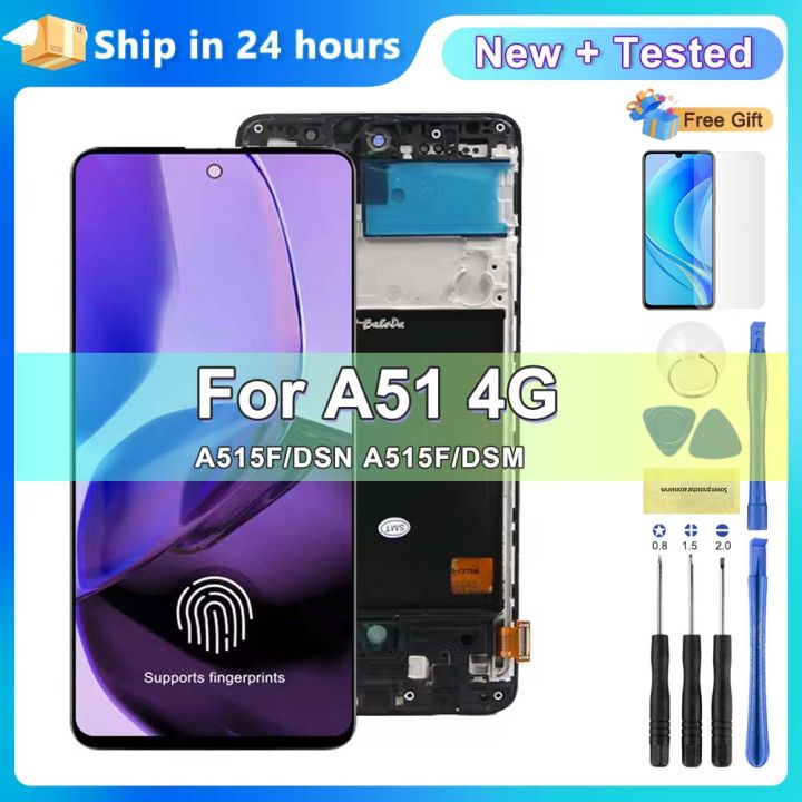 Super AMOLED A51 4G Display with Fingerprint, for Samsung Galaxy A51 A515 A515F/DSN A515F/DSM ...