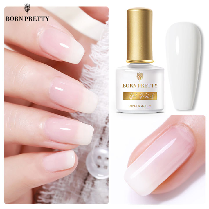 BORN PRETTY 10ml Milky Jelly White Gel Polish White Semi-transparent ...