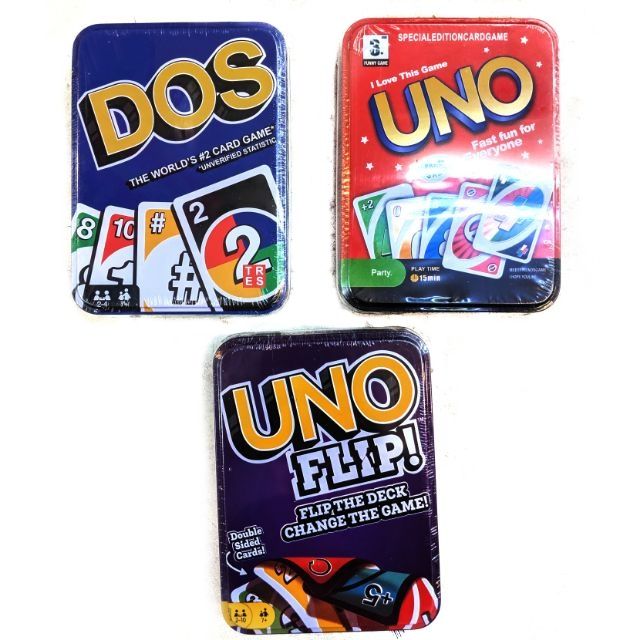 UNQHI UNO card DOS UNO FLIP อูโน่ การ์ดเกม ฟลิป กล่องเหล็กสีม่วง ...