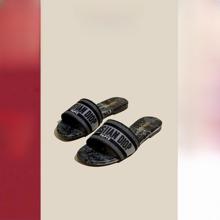 Sheyan รองเท้าแตะตัวอักษรปัก ผู้หญิง ฤดูร้อน รองเท้าแตะชายหาดสวมใส่ ...