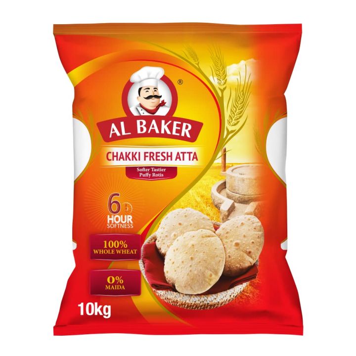 Al Baker Fresh Chakki Atta, Whole Wheat Flour 10 Kg | Lazada