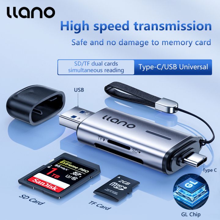 LLANO USB 3.0 2 in1 Card Reader Type C to SD TF Micro SD Adapter for ...