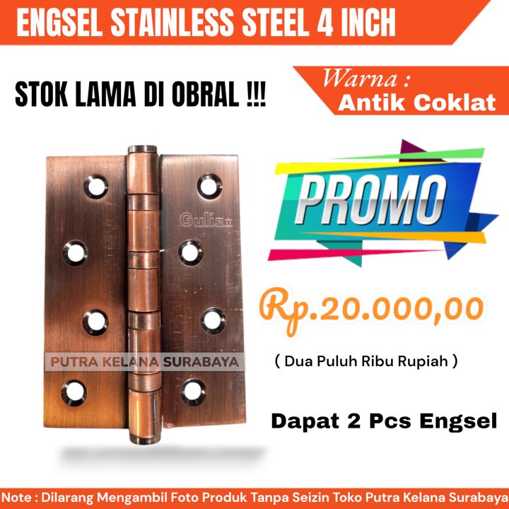 Engsel Stainless 4 inch Coklat Tebal 2 mm/ Engsel Sus 304 4 Inch Warna ...