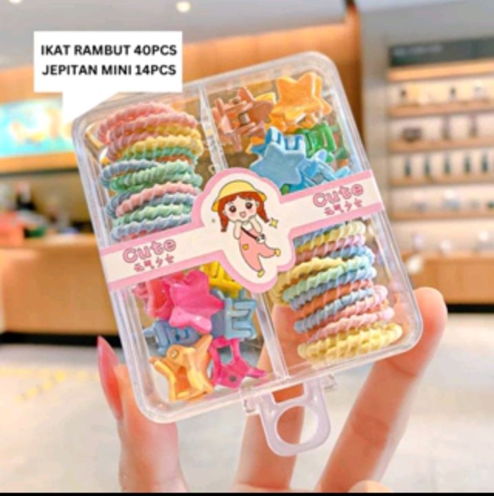 FREE BOX - SET JEPIT IKAT KARET RAMBUT ANAK | AKSESORIS RAMBUT SET ...