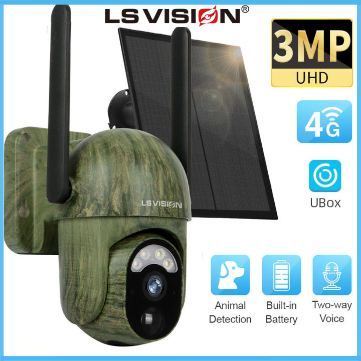 LS VISION 3MP 4G Solar CCTV Camera Outdoor IP66 Waterproof Wildlife ...